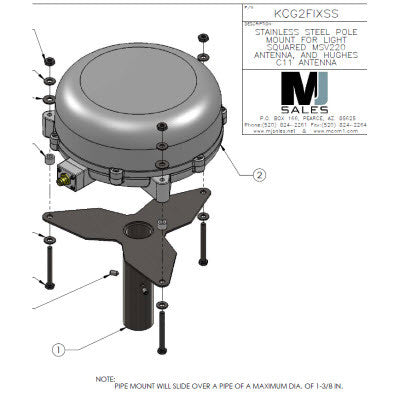MSAT-G2 MSATe stainless pole mount KCG2FIXSS for SPAC-AS-LS221 Hughes ...